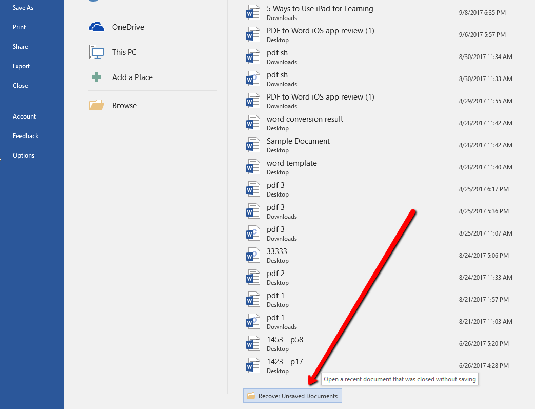 How To Restore Word Document Unsaved Free Documents